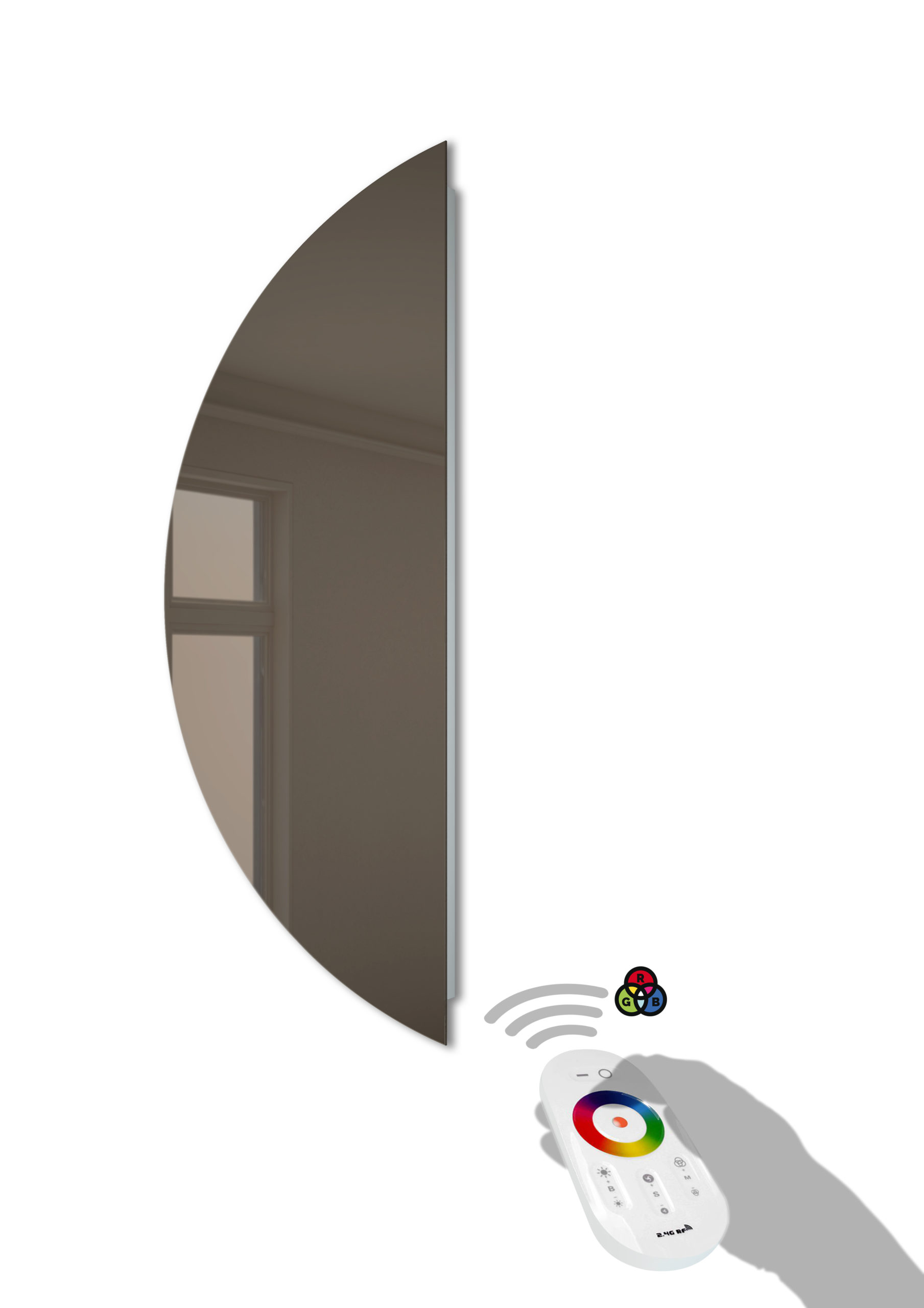 12" Bronzed LED Mirror w/ Remote For Color Lighting - Sapphire Bath